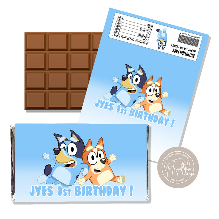 BLUEY & BINGO - CHOCOLATE WRAPPER – UnforgettableDesigns